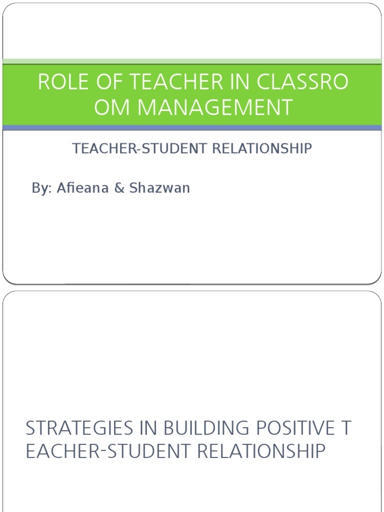 Role of Teacher in Classroom Management | PDF | Wellness | Science ...