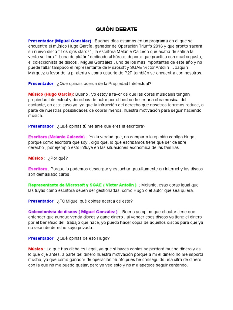 Guión Debate | De igual a igual | Microsoft Guión Debate | De igual a igual | Microsoft