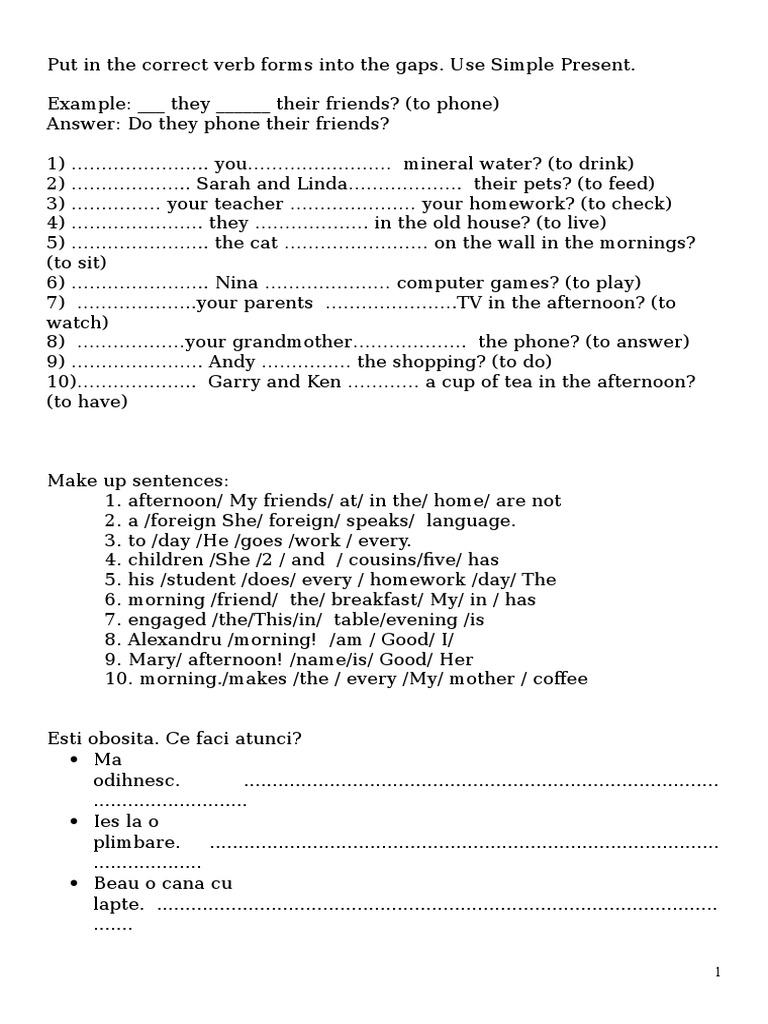 Put in The Correct Verb Forms Into The Gaps | PDF