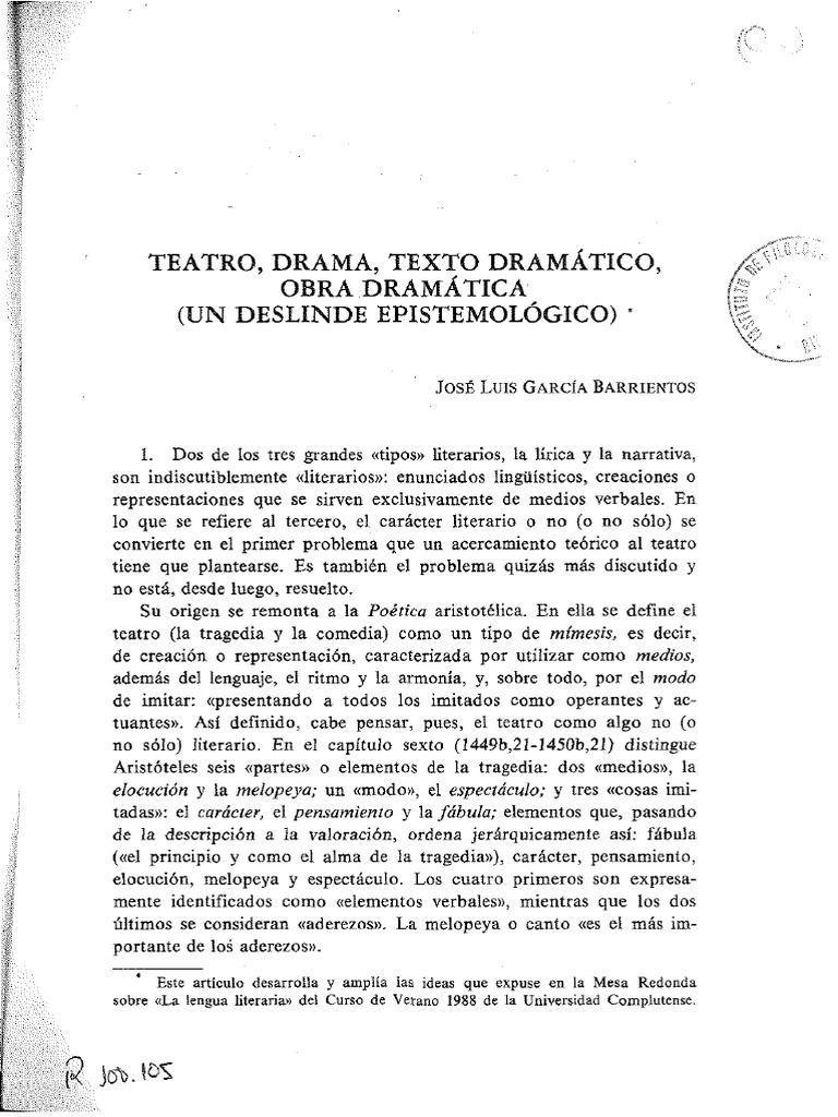Teatro, Drama, Texto Dramático y Obra Dramática | Teatro | Lingüística