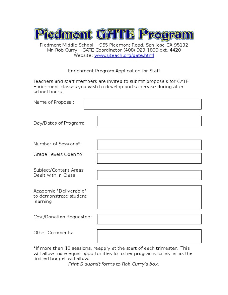 GATE Enrichment Program Application Guide | PDF