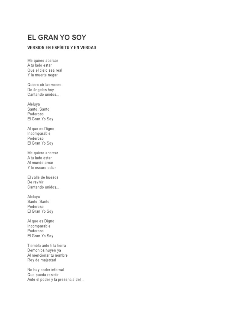 El Gran Yo Soy LETRA | Creencia religiosa y doctrina | Religión y ...