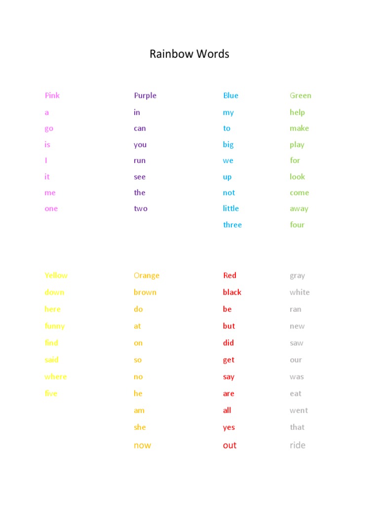 Rainbow Words | PDF