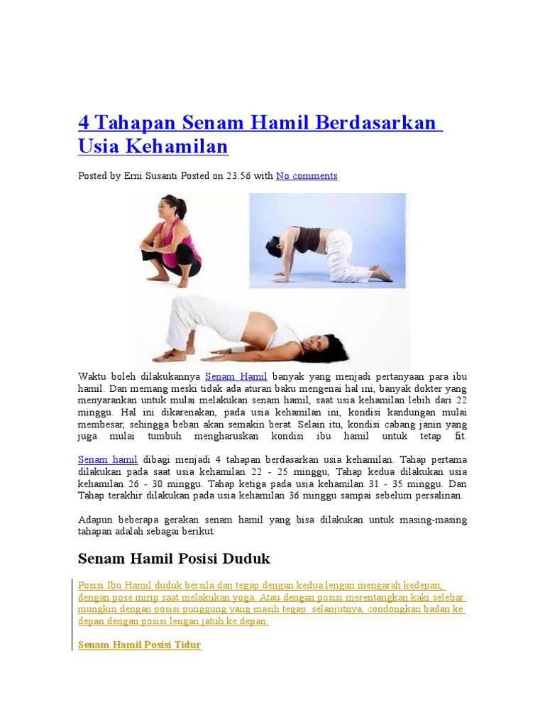 4 Tahapan Senam Hamil Berdasarkan Usia Kehamilan | PDF