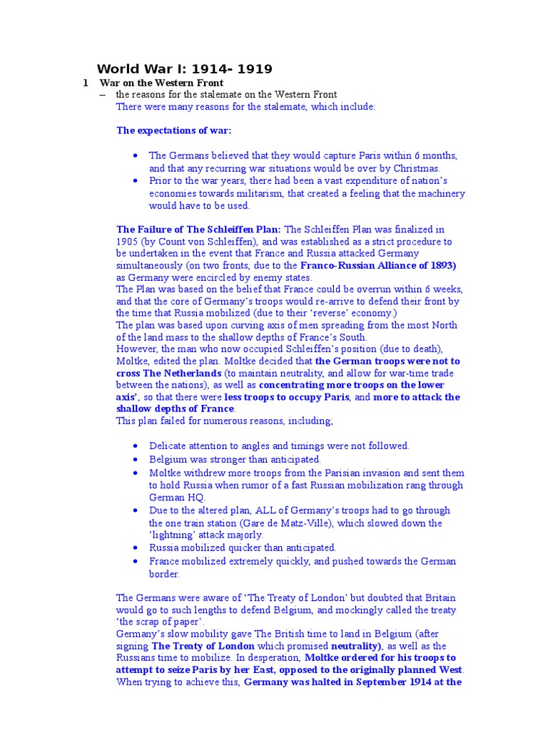 Causes of WWI Western Front Stalemate | PDF | Trench Warfare | Battle ...