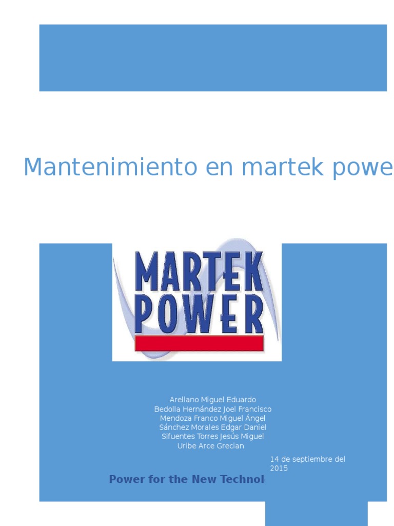 Mantenimiento en Martek Power SA de CV | PDF | Calidad (comercial ...