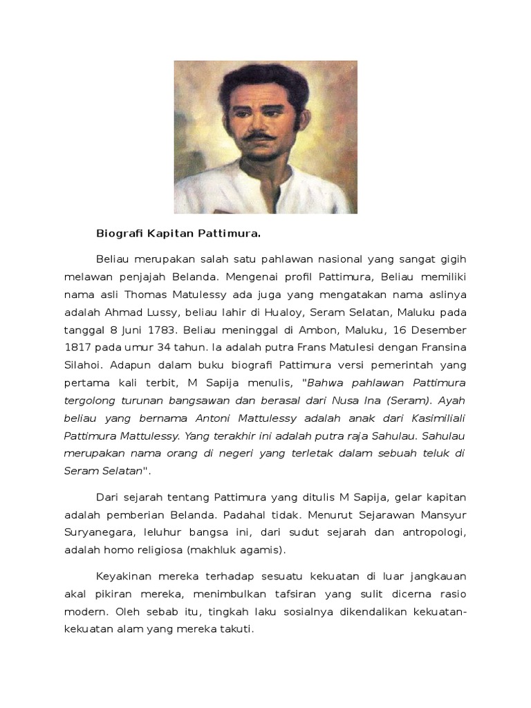 Biografi Kapitan Pattimura: Pahlawan Nasional | PDF | Sejarah