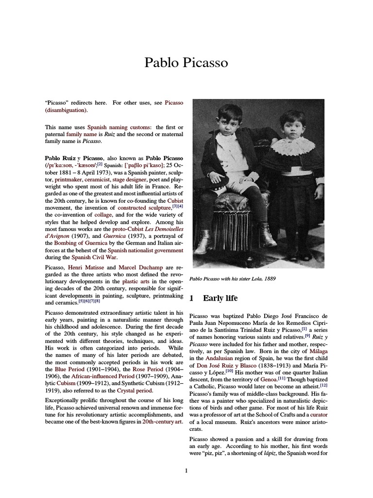 Pablo Picasso | Download Free PDF | Pablo Picasso | Art Movements