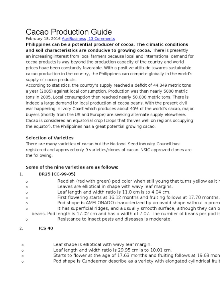Cacao Production Guide | PDF | Cocoa Bean | Grafting