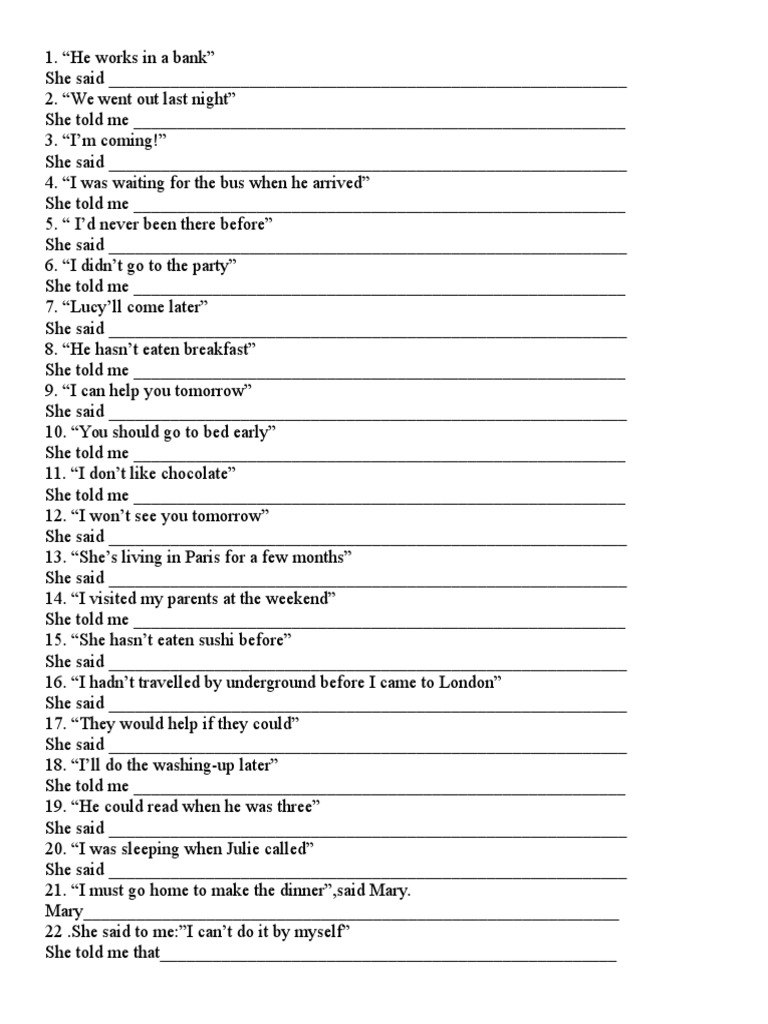 Reported Speech (Statements) | PDF