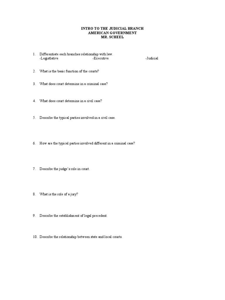 Intro To The Judicial Branch | PDF | Law