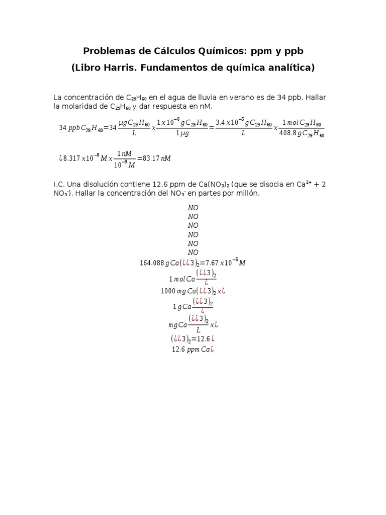 Cálculos de ppm y ppb en química | PDF | Unidades de medida | Ciencias ...