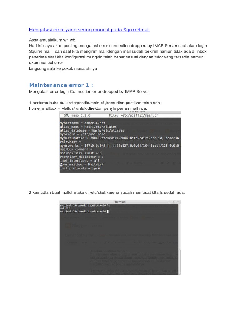 Mengatasi Error Yang Sering Muncul Pada Squirrelmail | PDF