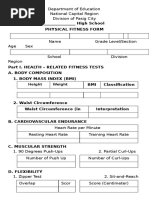 DepED PFT Score Card | PDF | Body Mass Index | Physical Exercise