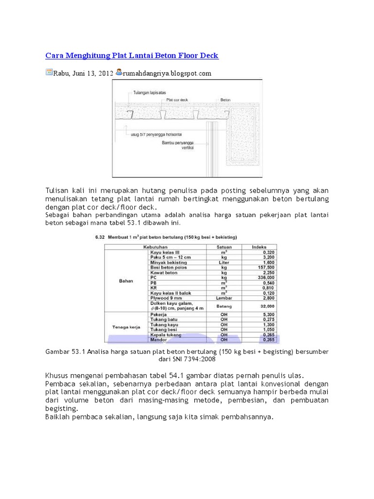 Perhitungan Plat Lantai Beton Deck | PDF