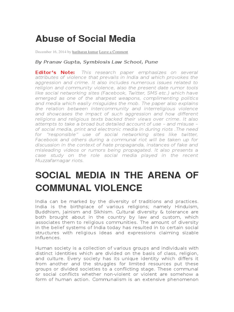 Abuse of Social Media | PDF