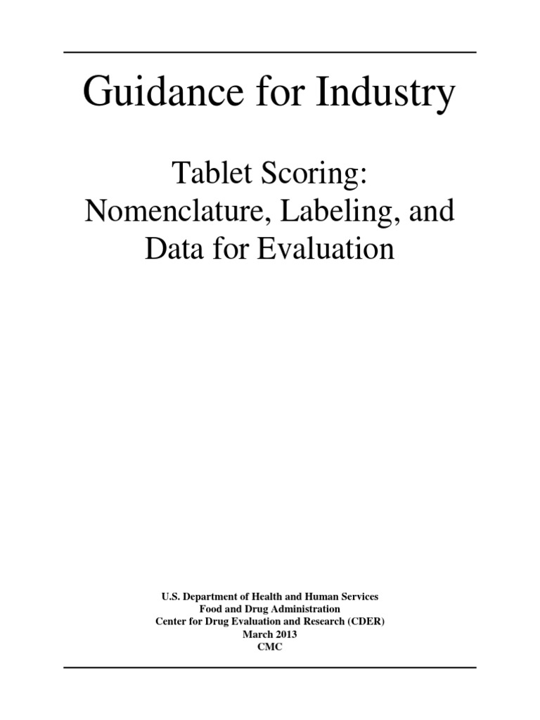 Tablet Scoring - Nomenclature, Labeling, and Data For Evaluation | PDF ...