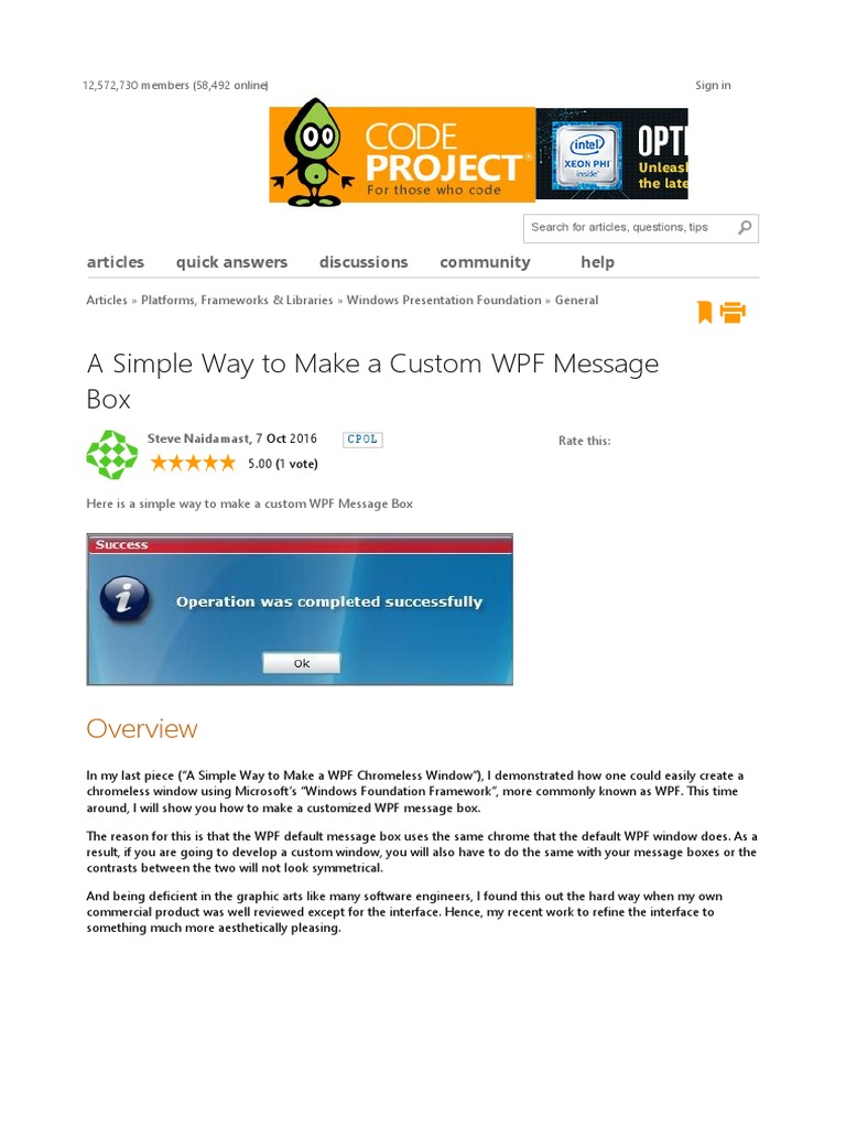 A Simple Way To Make A Custom Wpf Message Box Pdf Windows Presentation Foundation
