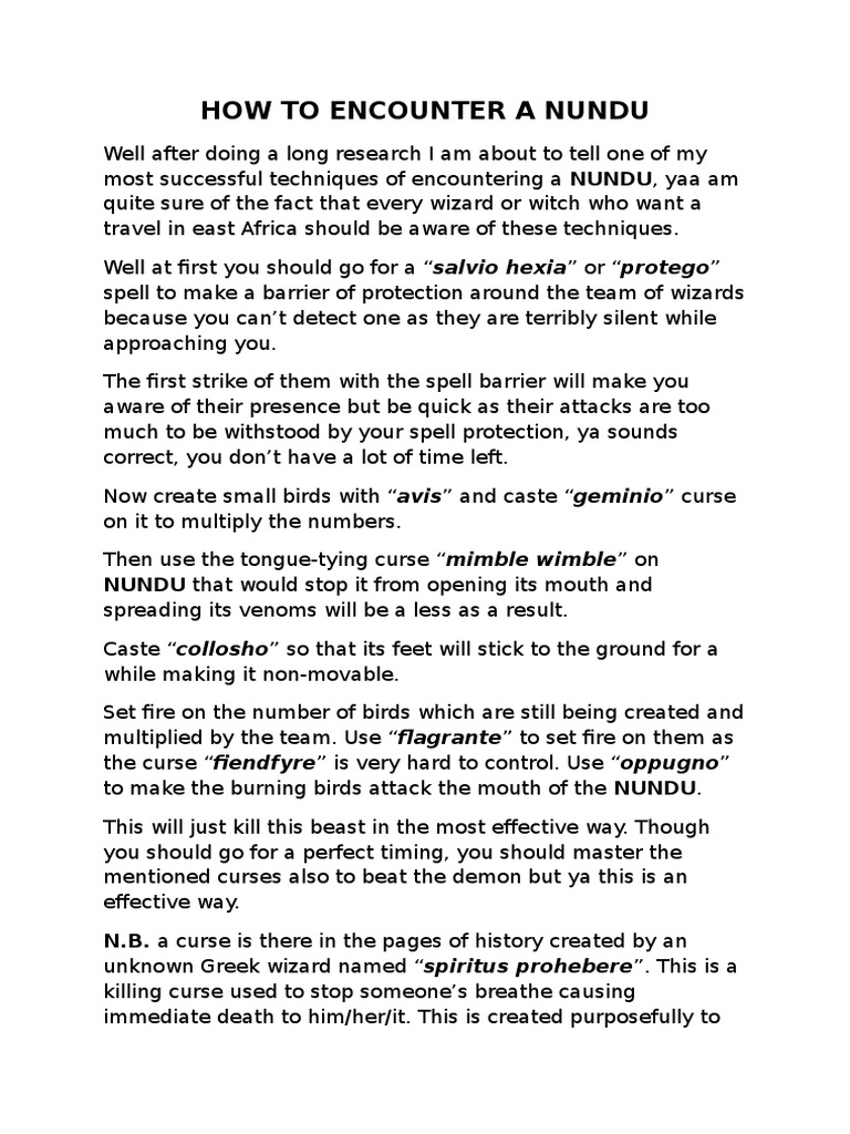 How To Encounter A Nundu: NUNDU That Would Stop It From Opening Its ...