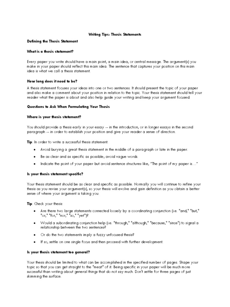 ENG 1 Thesis Statement (Handout) | PDF | Thesis | Essays