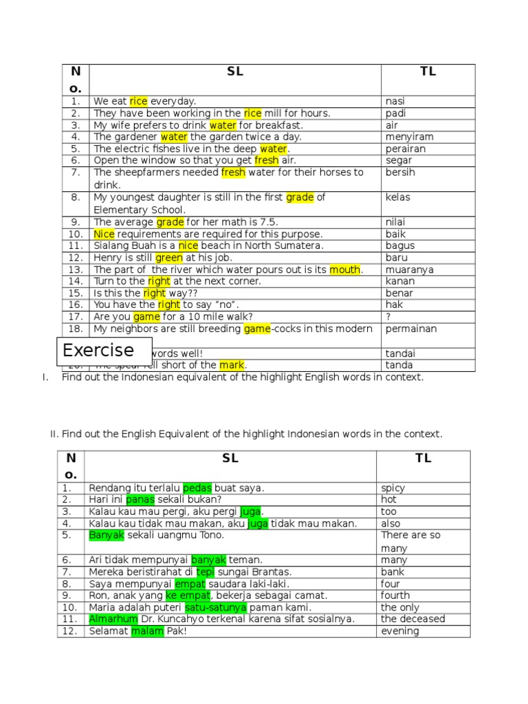 Translation Exercise 1 | PDF