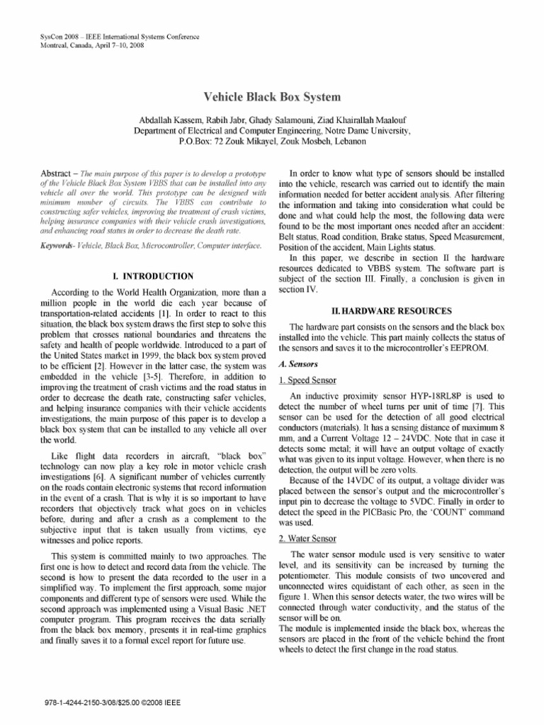 Vehicle Black Box | PDF | Microcontroller | Switch