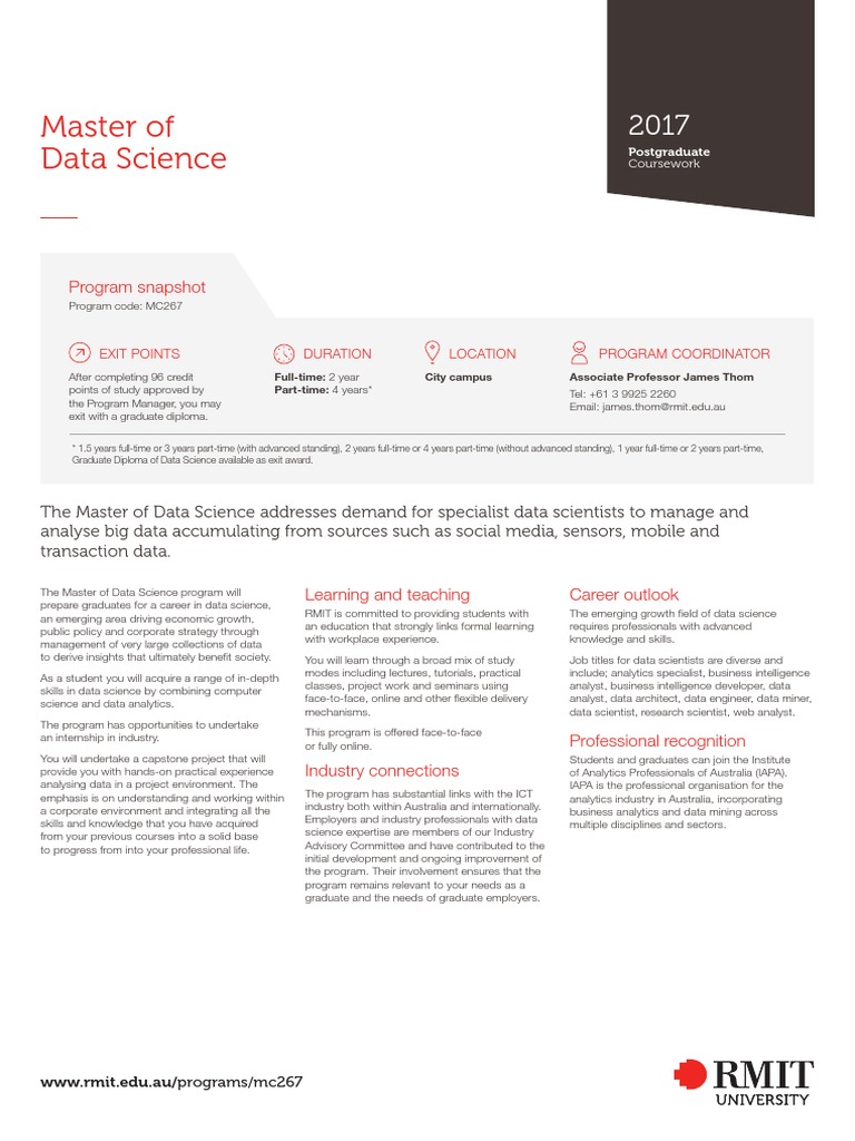 Master Data Science - RMIT's 2-year online course | PDF | Data Science ...