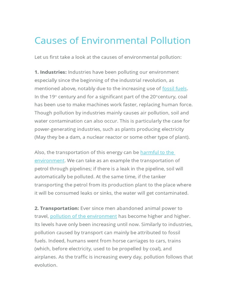 Causes of Environmental Pollution | PDF | Pollution | Natural Environment