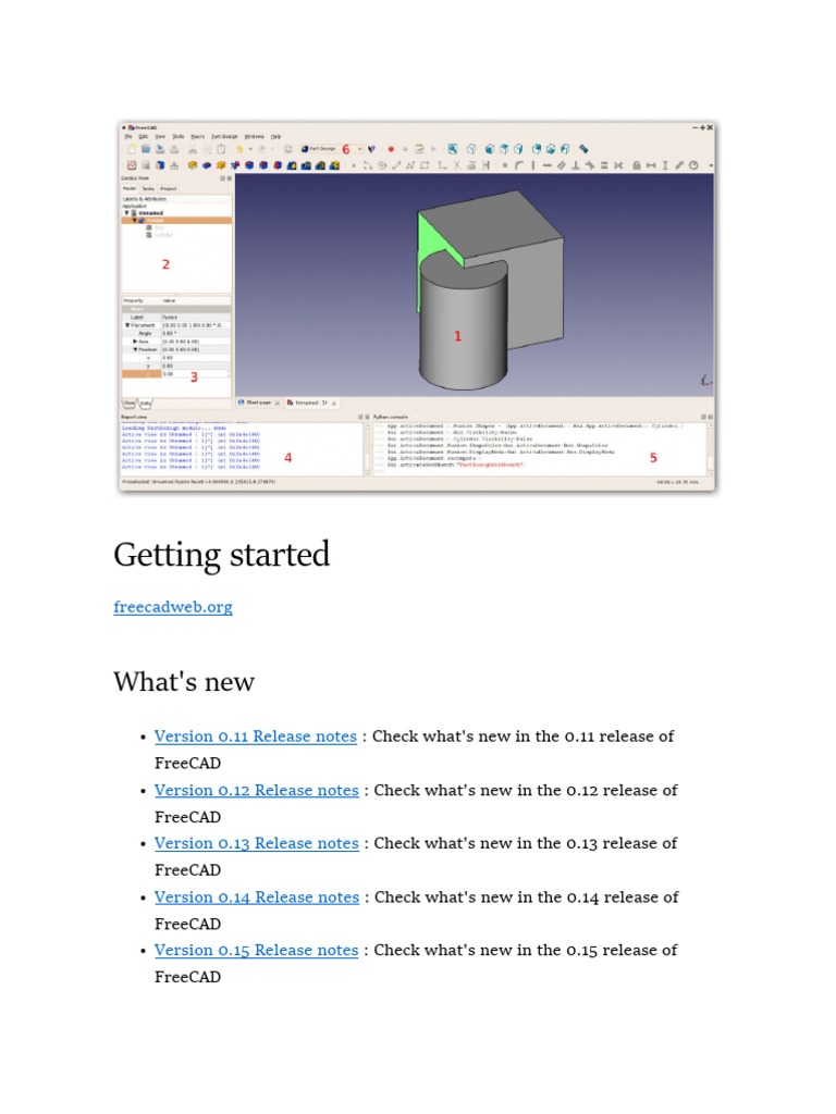 FreeCAD Getting Started Guide | PDF | Button (Computing) | 3 D Modeling