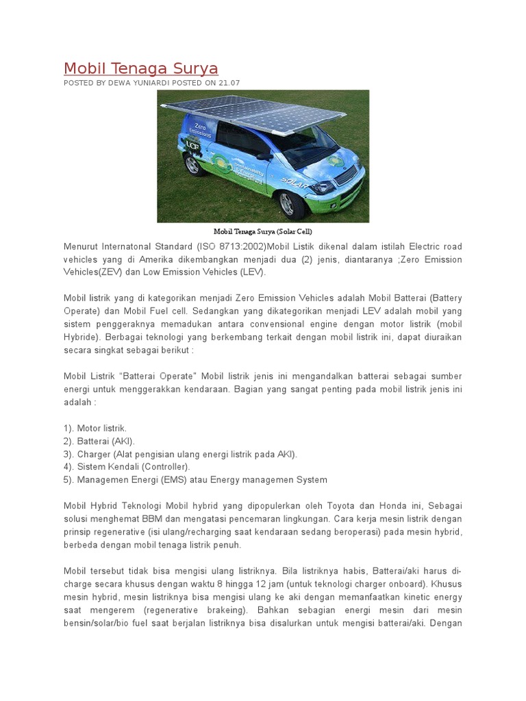 Mobil Tenaga Surya | PDF