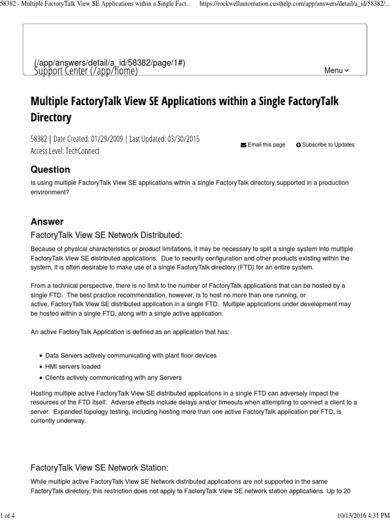 Multiple FactoryTalk View SE Applications Within A Single FactoryTalk ...