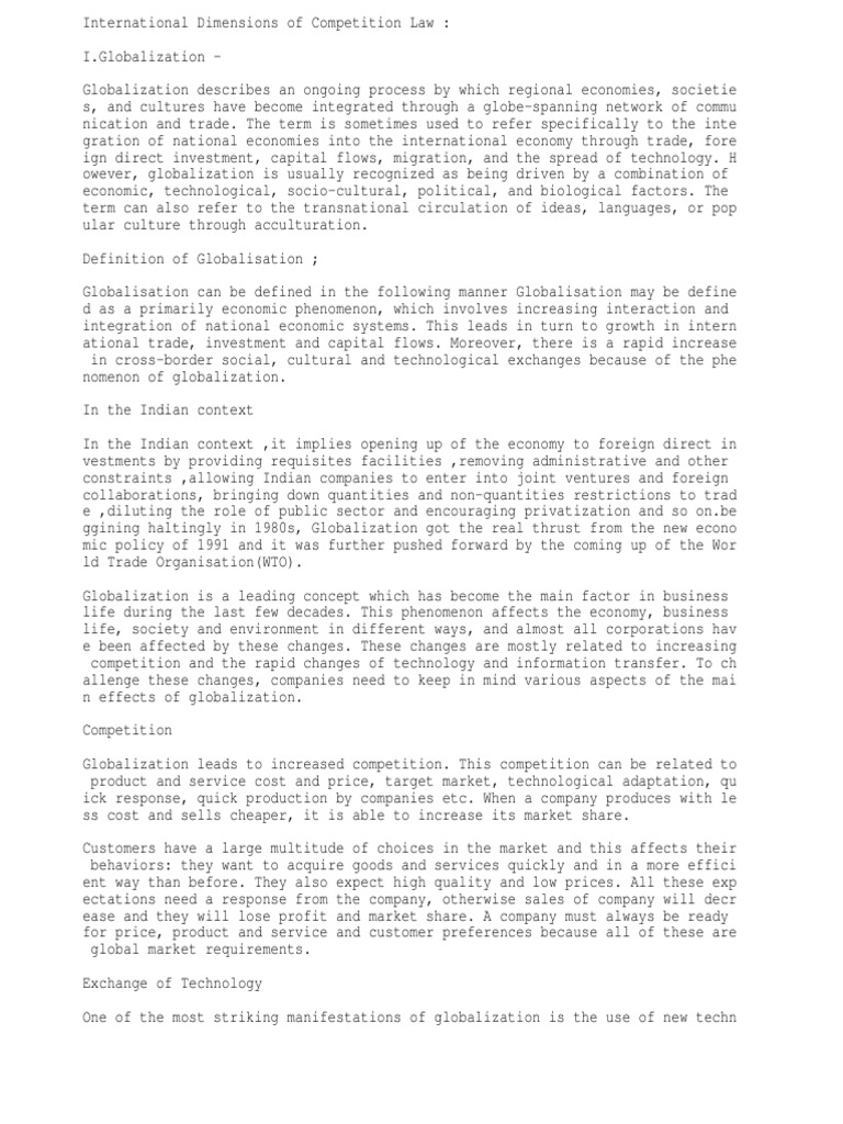 International Dimension of Global Competition Unit VI | PDF | World ...