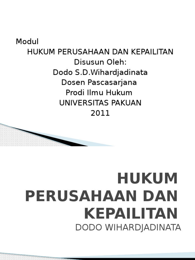 Hukum Perusahaan dan Kepailitan 2011 | PDF