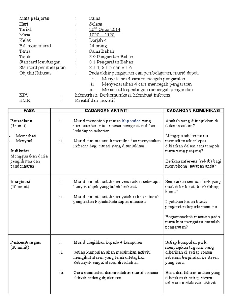 PLC Sains Tahun 4: Pengaratan | PDF