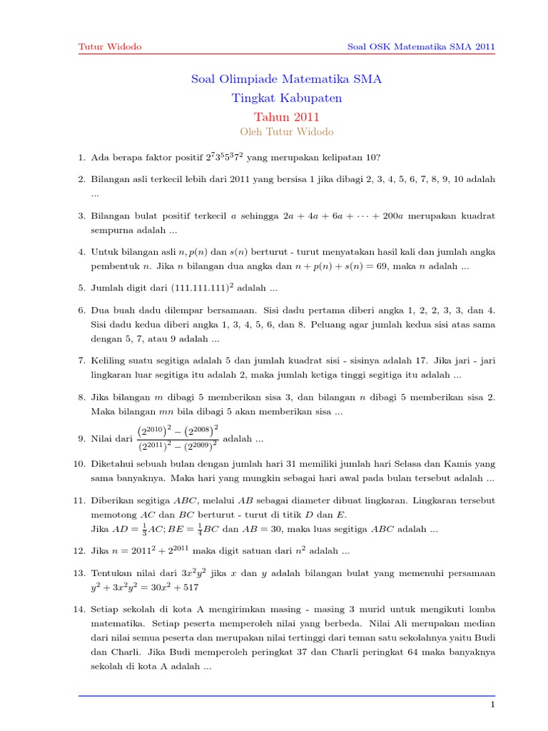 Soal Osk Sma 2011 | PDF