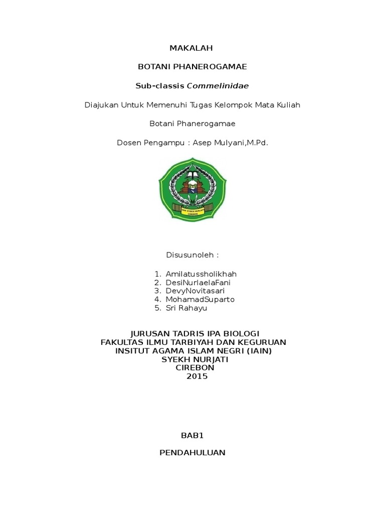 Karakteristik Subkelas Commelinidae | PDF