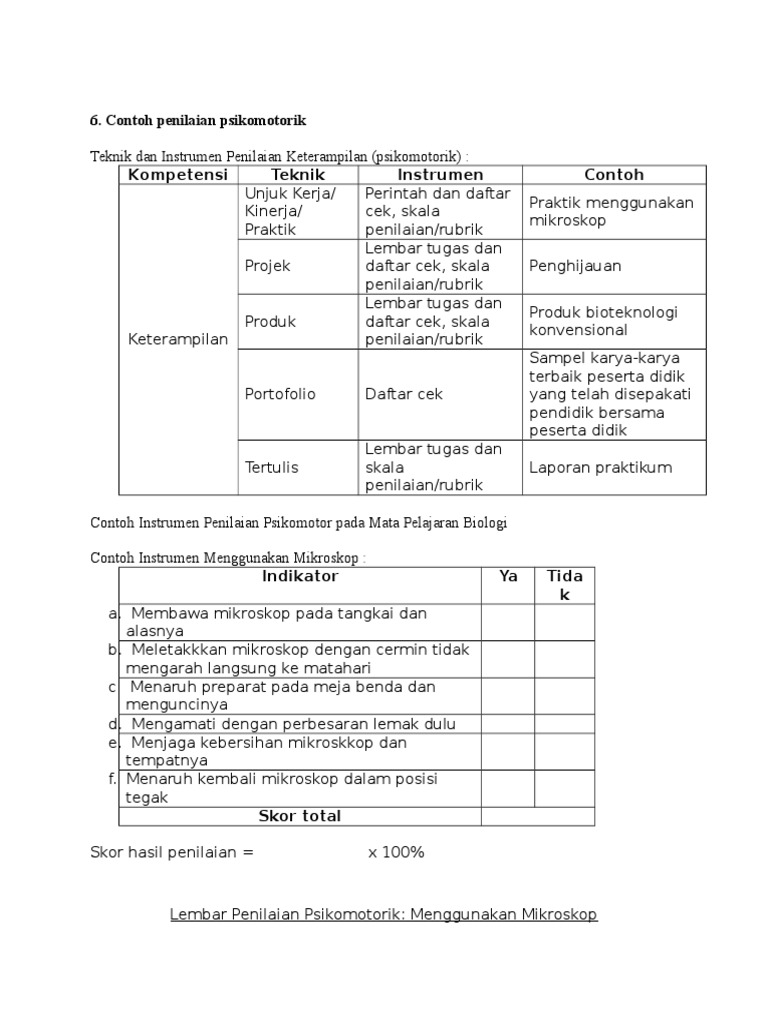 Contoh Instrumen Mikroskop | PDF