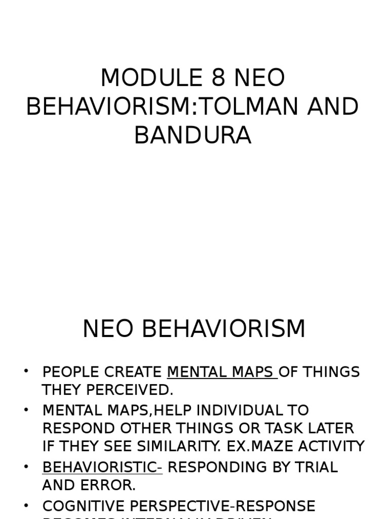 Module 8 Neo Behaviorism | PDF | Behaviorism | Reinforcement