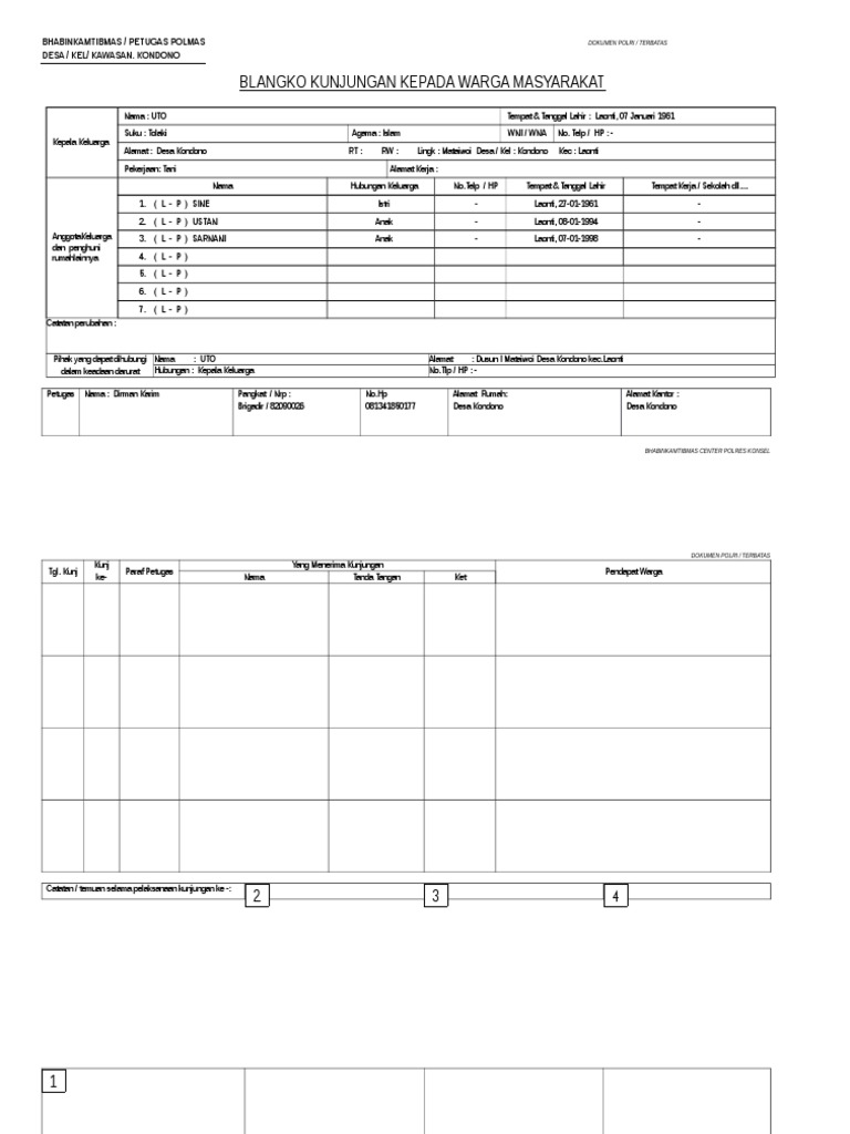 Blangko Kunjungan Bhabinkamtibmas | PDF | Ilmu Sosial | Politik