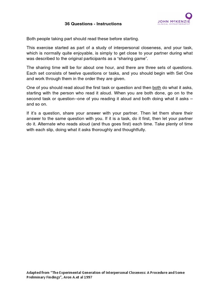 36 Questions PDF | PDF