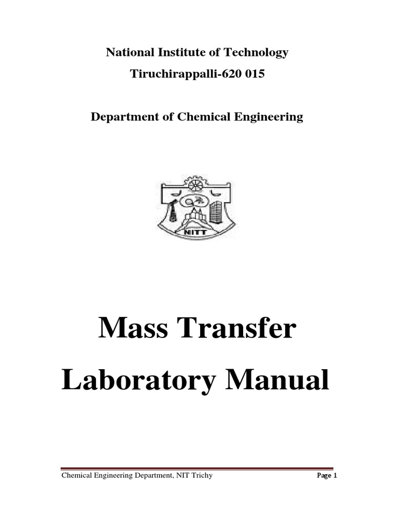 Mass Transfer Lab ManuAL - 2 | PDF | Diffusion | Distillation