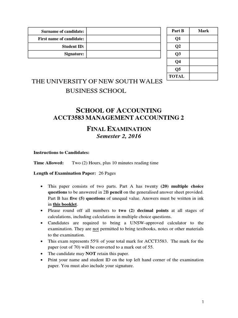 ACCT3583 Final Exam Cover Page | PDF | Career & Growth