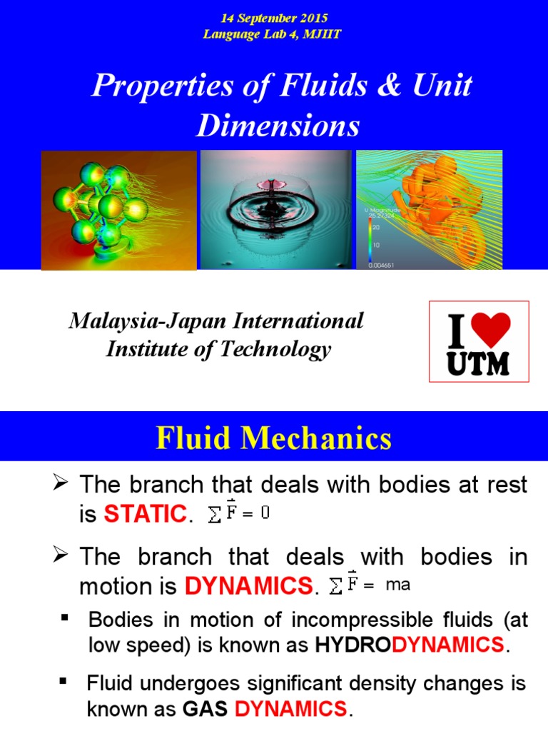 Properties of Fluids Unit Dimensions | PDF | Stress (Mechanics) | Pressure