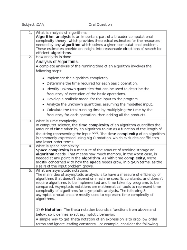 Viva Questions For DAA UoP | PDF | Time Complexity | Discrete Mathematics Viva Questions For DAA UoP | PDF | Time Complexity | Discrete Mathematics