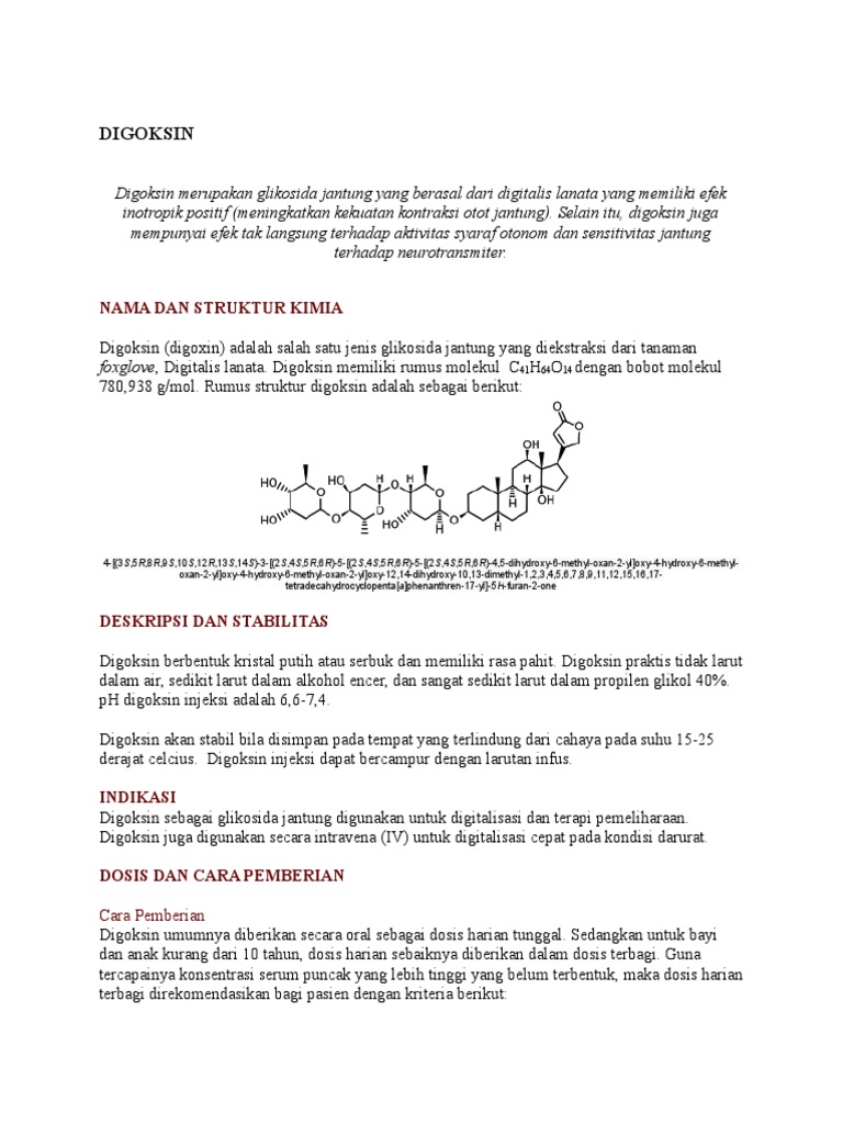 Dosis dan Pemberian Digoksin Injeksi | PDF | Kesehatan Holistik | Sains ...