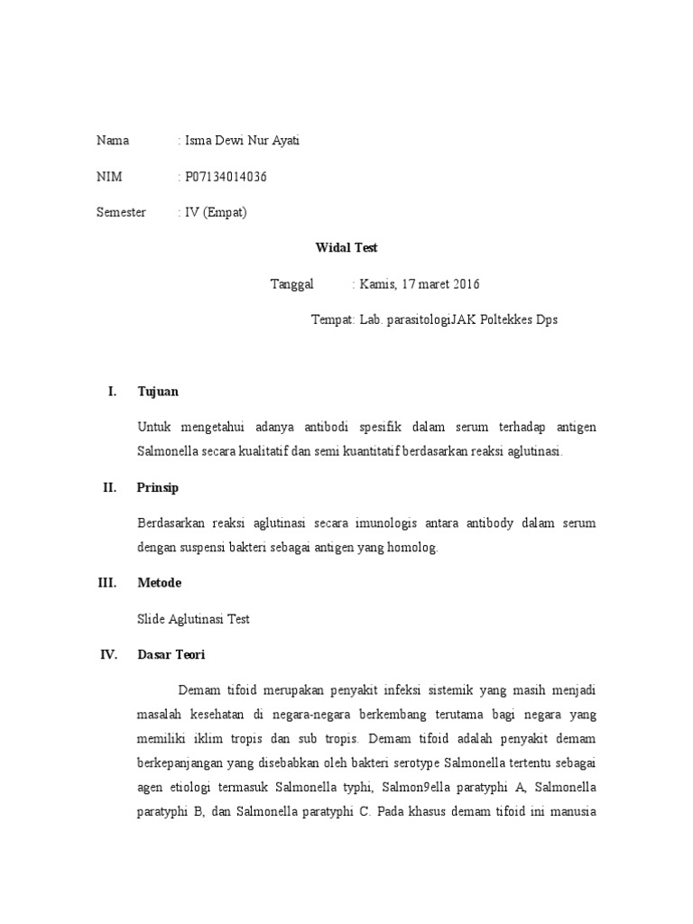 Metode dan Interpretasi Uji Widal | PDF | Sains & Matematika
