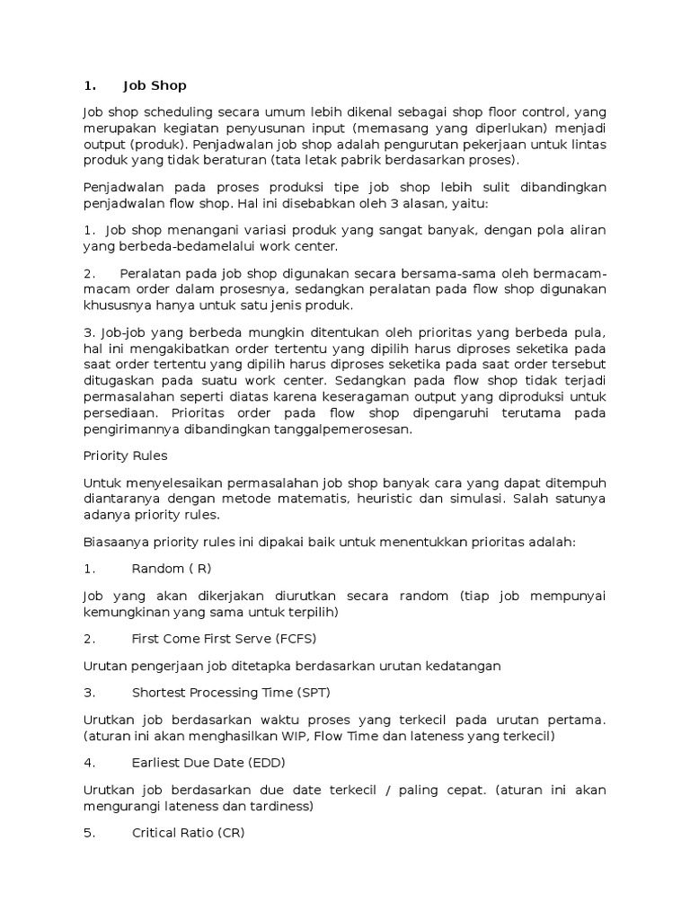 Perbandingan Job Shop dan Flow Shop | PDF