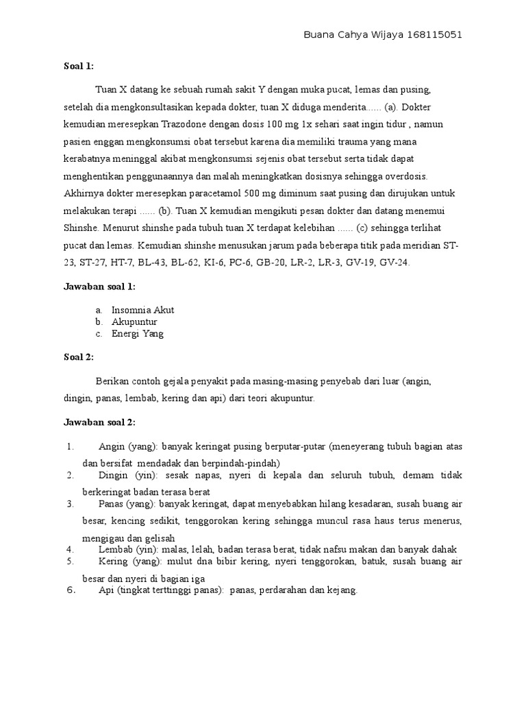 Soal Terapi Komplementer | PDF