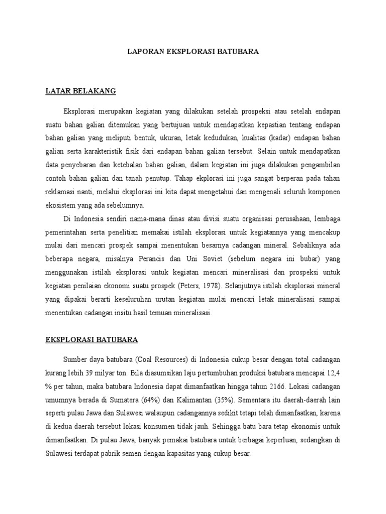 Laporan Eksplorasi Batubara (May) | PDF