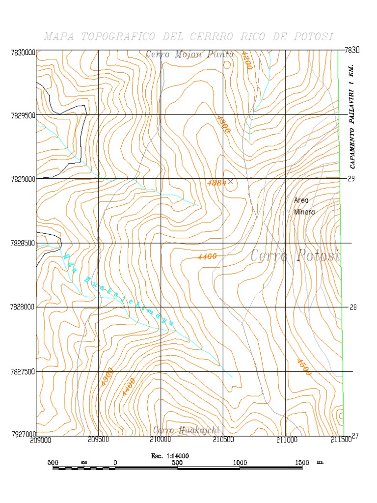 Mapa Topografico de Cerro Rico de Potosí | PDF